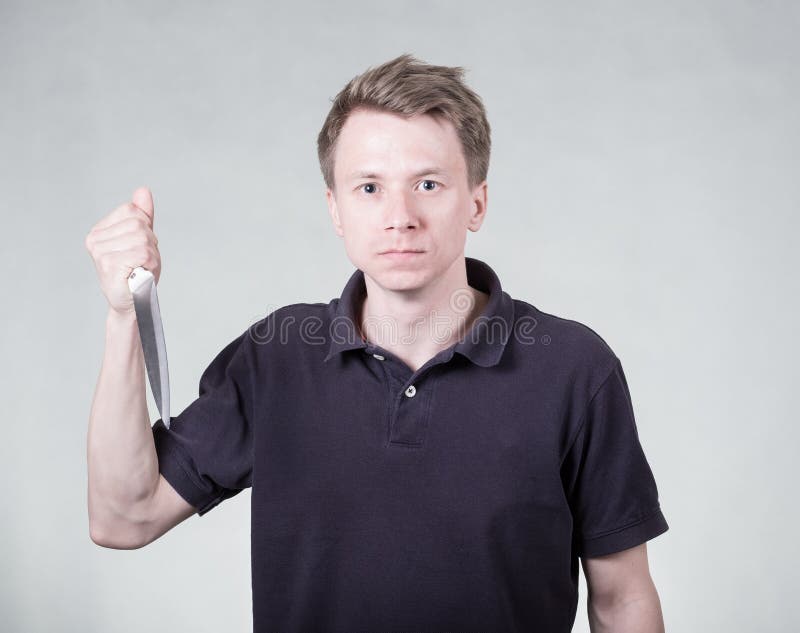 Adult man with knife stock image. Image of caucasian - 72742521