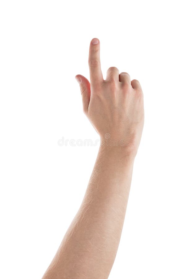 Adult Man Left Hand Pointing with Index Finger Isolated Stock Photo ...