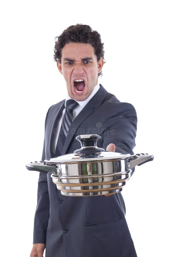 Man Looking at Pot for Cooking with Expression Stock Image - Image of ...