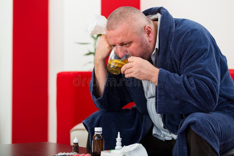 Adult Man Patient with Cold and Flu Illness Relief Stock Image - Image ...