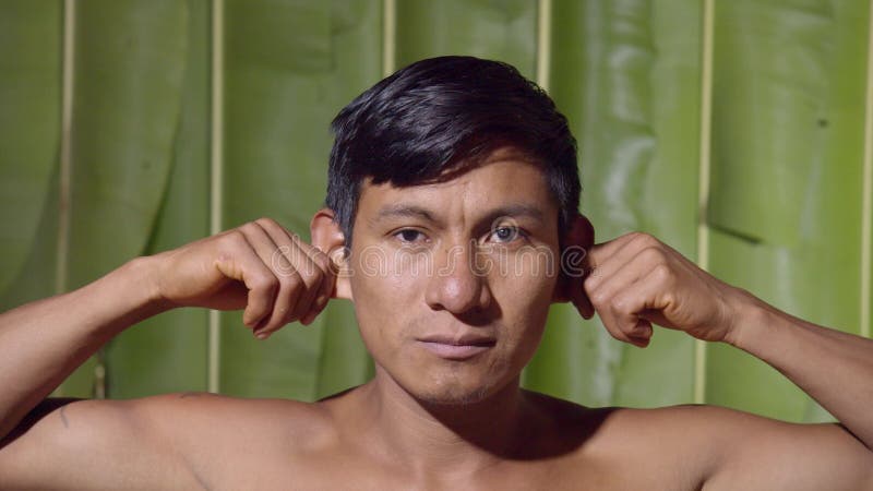 Adult Man Pulling His Ears stock footage. Video of hand - 159157266