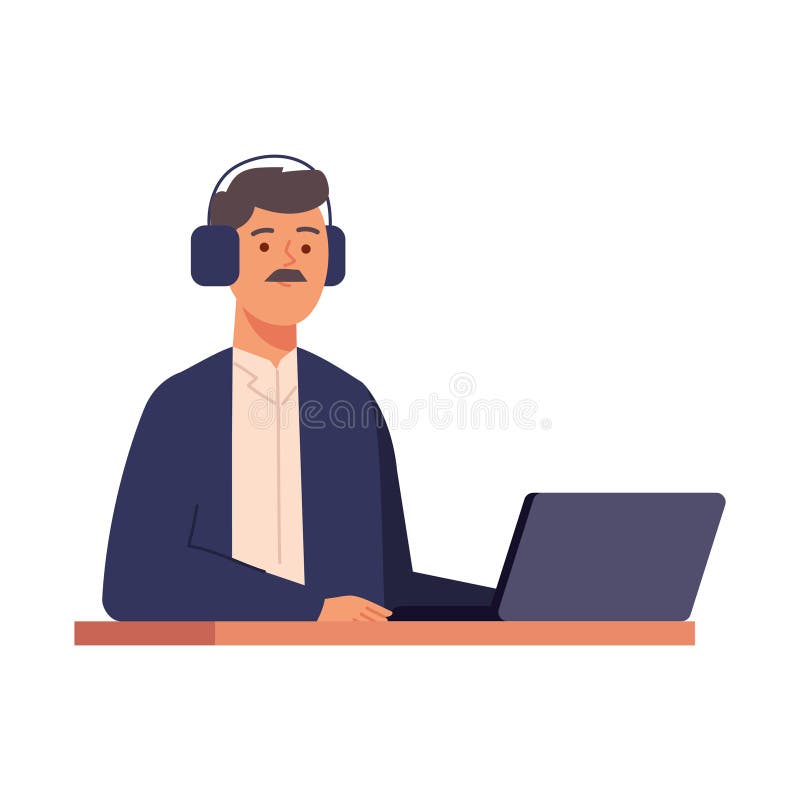Adult Man in Remote Work from Home Stock Vector - Illustration of ...