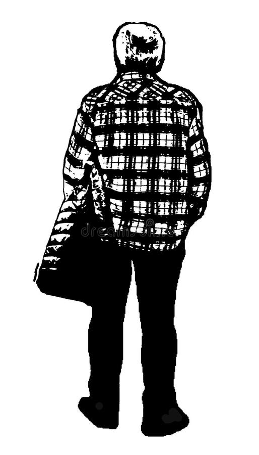 Adult Man Standing Back View Graphic Stock Illustration - Illustration ...