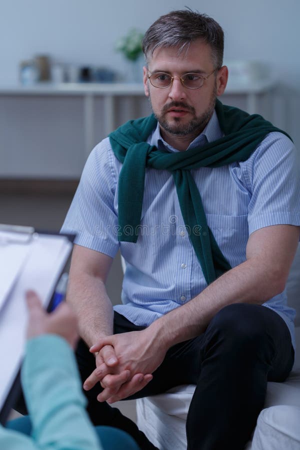 Adult Man Talking with Psychiatrist Stock Photo - Image of psychiatrist ...
