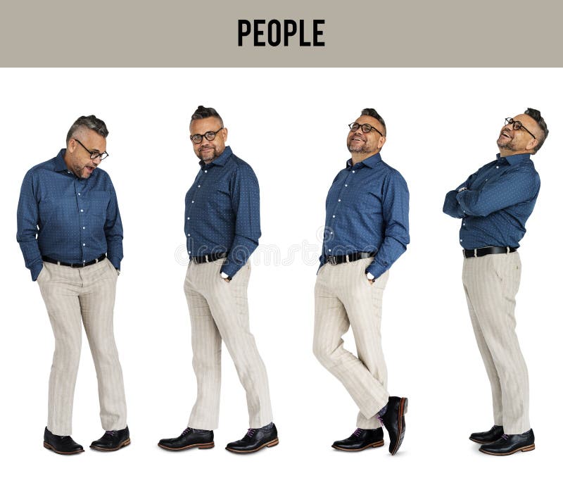 Adult Men Set Gesture Standing Studio Portrait Isolated Stock Image ...