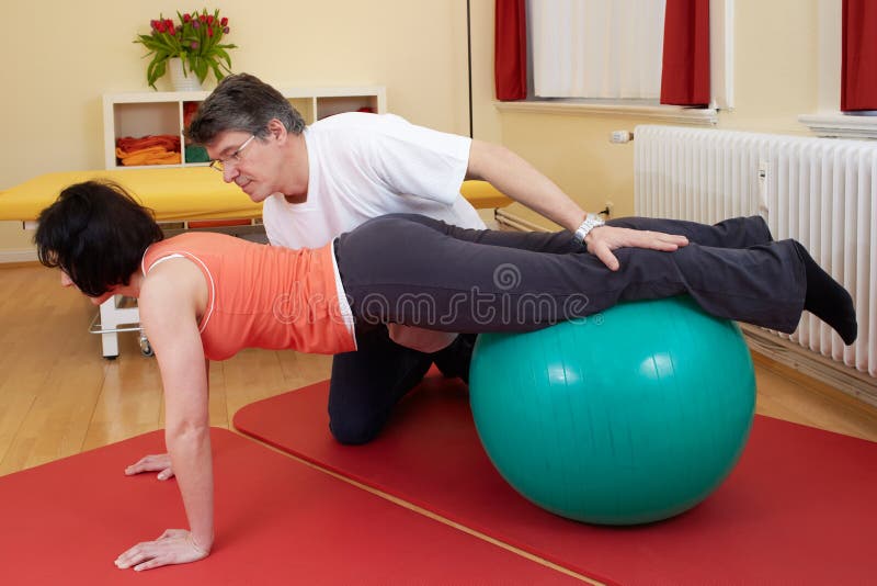 Adult Practicing Poses on Exercise Ball Stock Image - Image of ...
