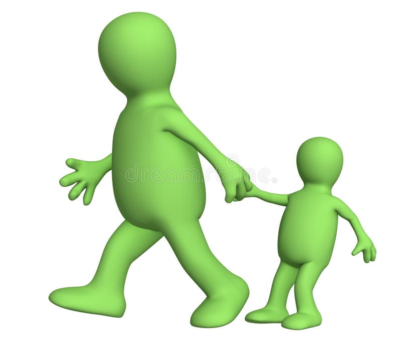 Adult, Pulling for a Hand of the Small Child Stock Illustration ...