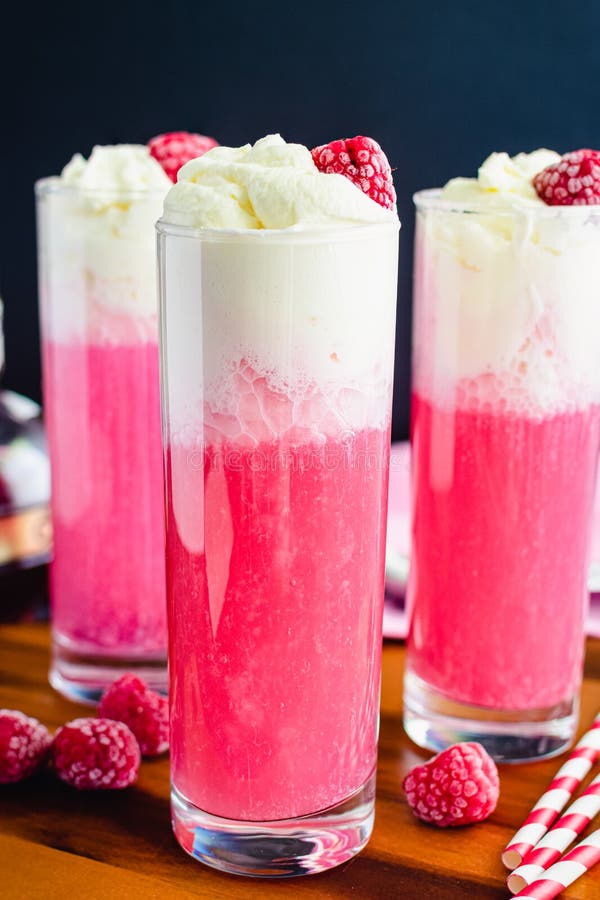 Raspberry Italian Cream Sodas Made Topped with Whipped Cream and Frozen ...