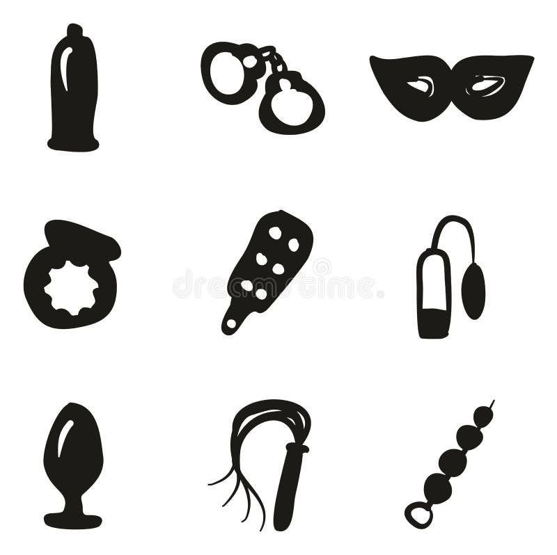 Adult Sex Toys Icons Freehand Fill Stock Vector Illustration Of Color