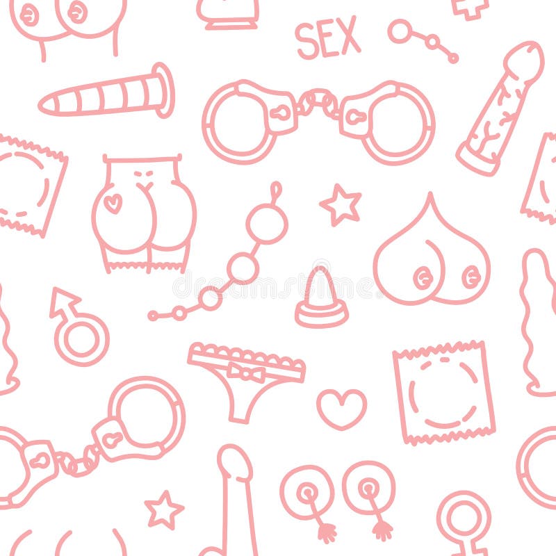 Adult Store Sex Toys Items Seamless Vector Background Stock Vector