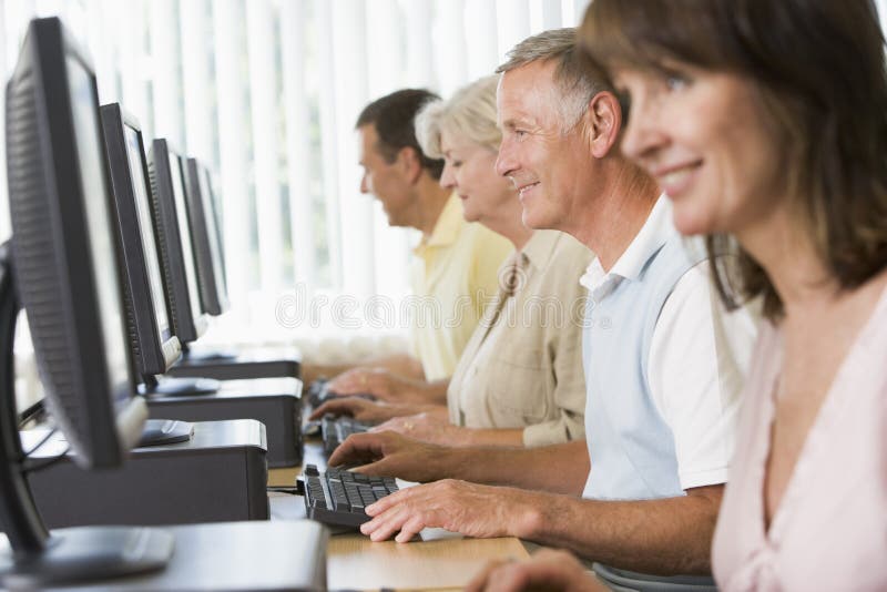 Adult Students in a Computer Lab Stock Image - Image of mature, people ...