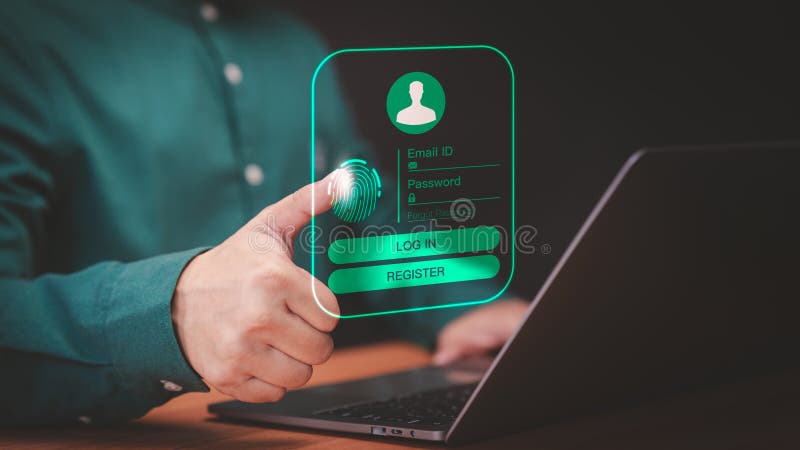 Adult User Man Login with Fingerprint Scanning Technology in the ... Adult User Man Login with Fingerprint Scanning Technology in the ...