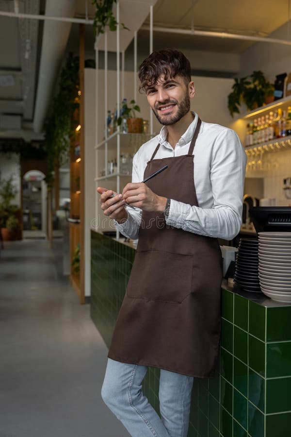Adult Waiter and Writing Down Client Order in Restaurant Stock Photo ...