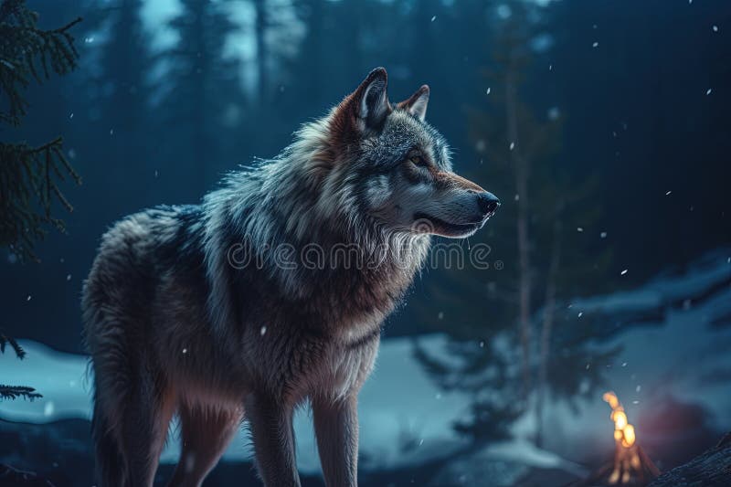 Adult Wolf Standing. Generative AI Stock Illustration - Illustration of ...