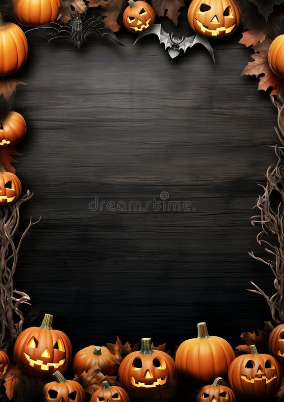 Adults in Halloween Costume Halloween Frame Border Stock Illustration ...