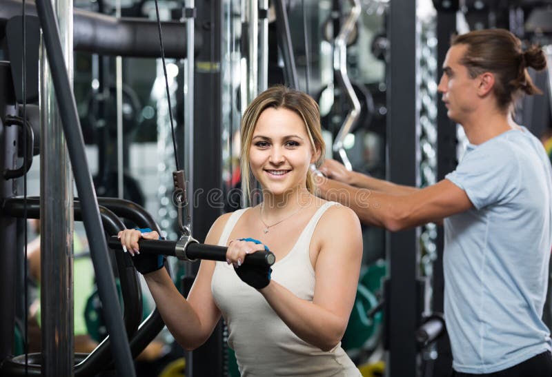 Adults Having Strength Training Under Coach Control in Gym Stock Image ...