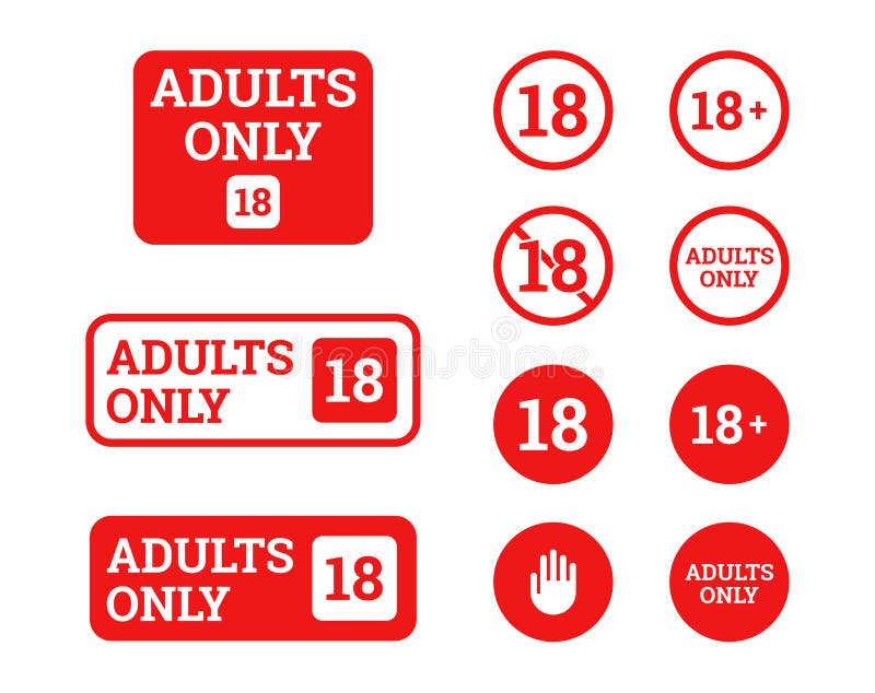 Adults only icons, signs stock illustration. Illustration of reflection ...