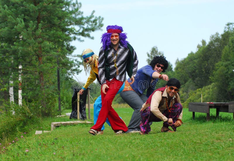 Adults in retro costumes stock image. Image of retro, dressed - 3377461