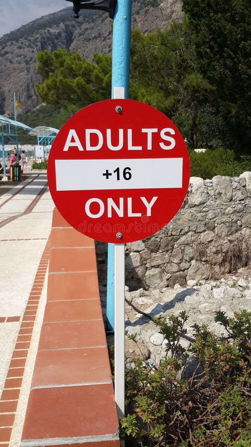 Adults only Sign +16 stock image. Image of warning, signboard - 195500597