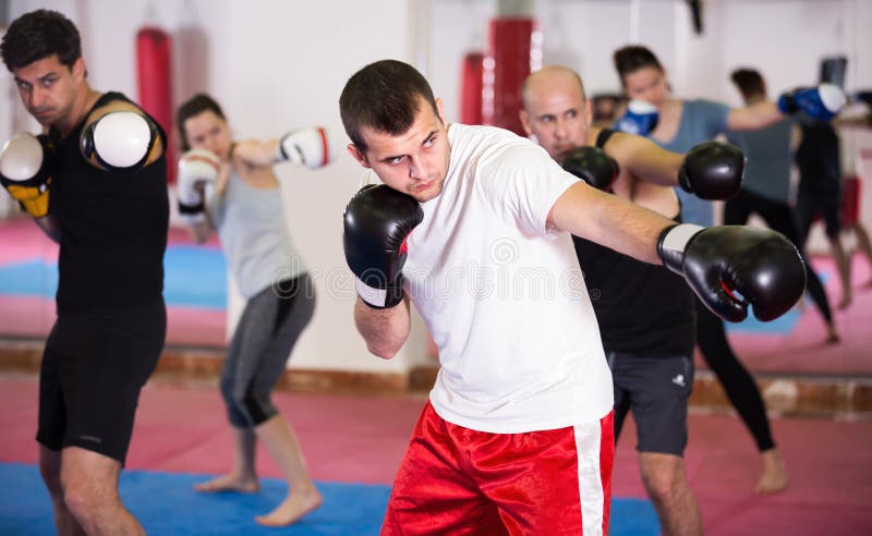 Adults Training at Sparring in the Boxing Hall Stock Photo - Image of ...
