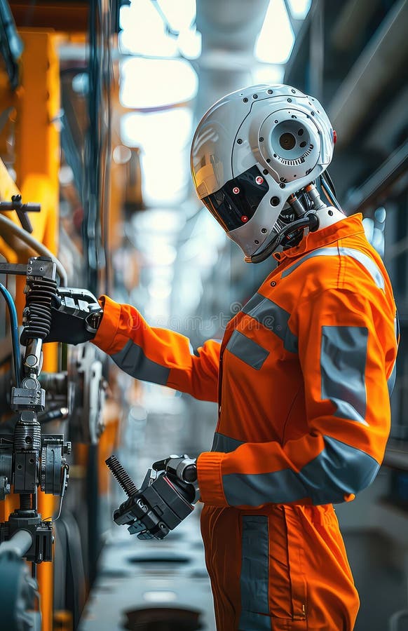 Advance Android Robot Busy Working As an Engineer in an Oil Platform ...