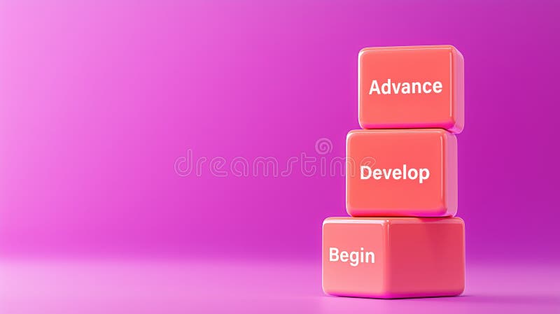 Advance, Develop, and Begin with Colorful Stacked Blocks on Vibrant ...
