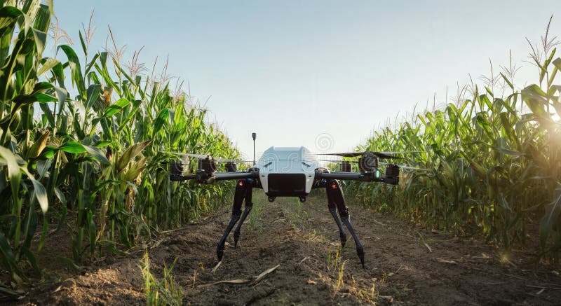 Advanced Agricultural Drone Navigating Cornfield for Precision Farming ...