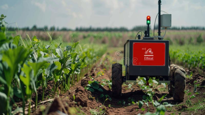 An Advanced Agricultural Robot in a Sunlit Meadow Uses Hightech Tools ...