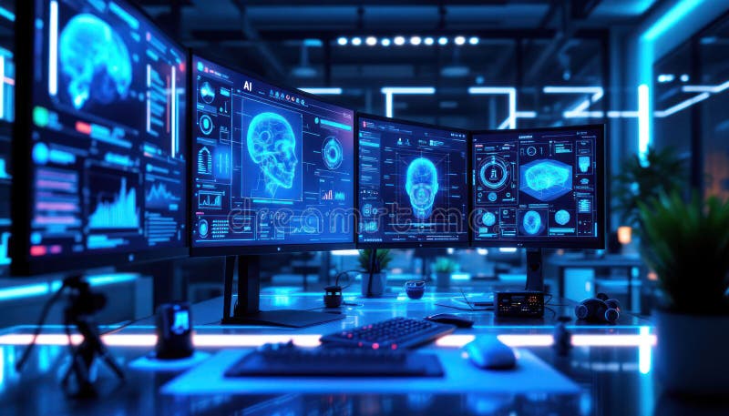 Advanced AI and Biomedical Research Interface Stock Photo - Image of ...