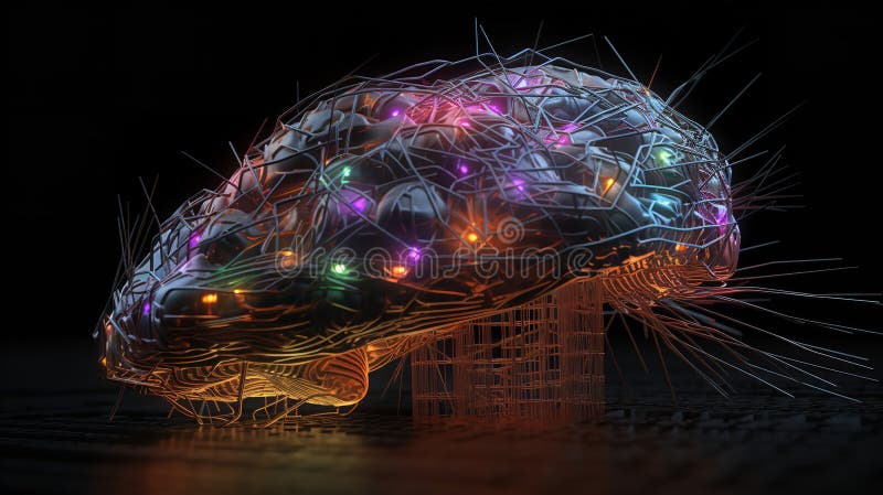 Advanced AI Brain Processing Information Stock Illustration ...