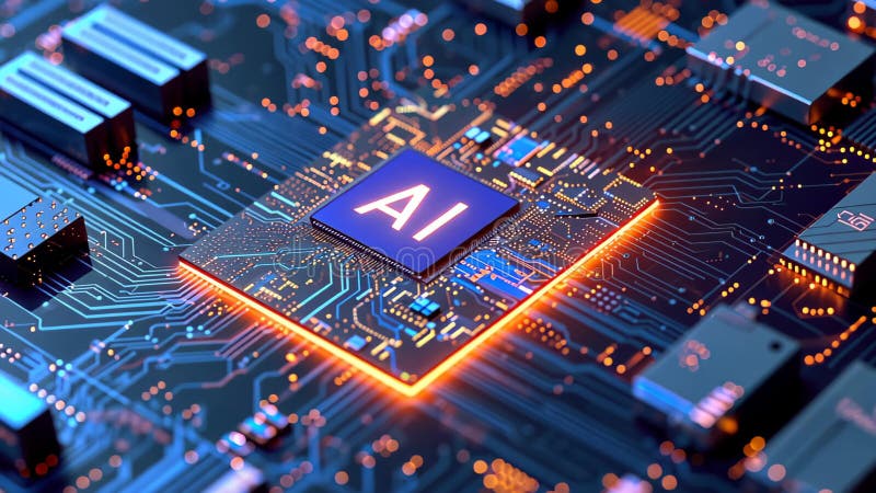 Advanced Ai Computer Microprocessor Integrated Into Circuit Board Ai