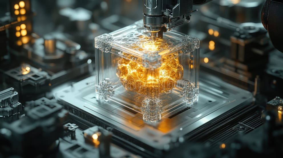 Advanced AI Creation in a Futuristic Machine Stock Illustration ...