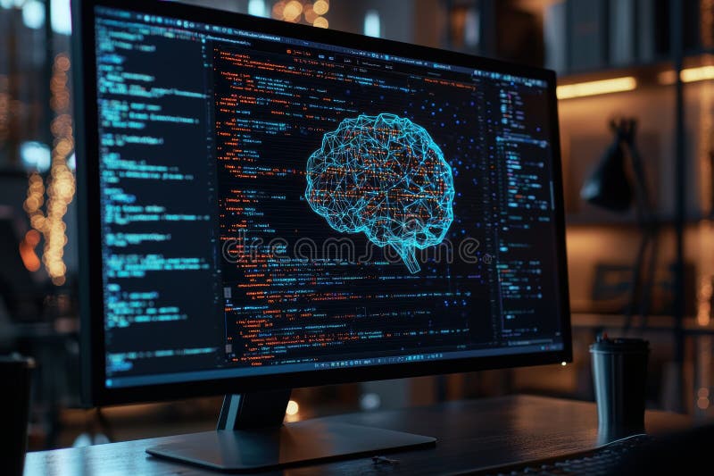 Advanced Programmer Working with Computer Build Smart City Network ...