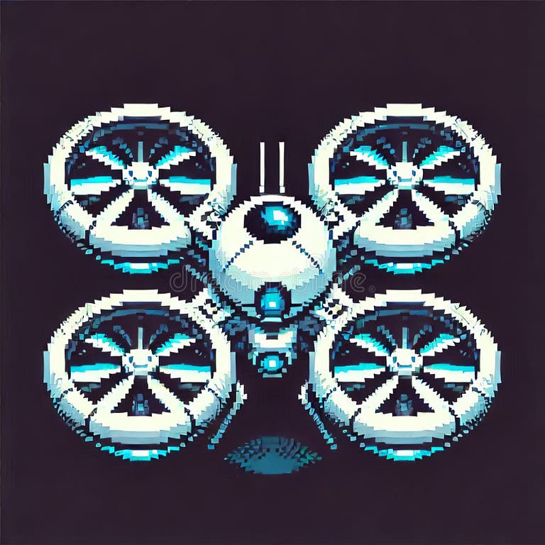 Advanced AI Hover Drone in Pixel Art Stock Illustration - Illustration ...