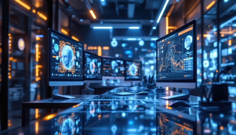 Advanced AI and Machine Learning Interface in a High-Tech Laboratory ...