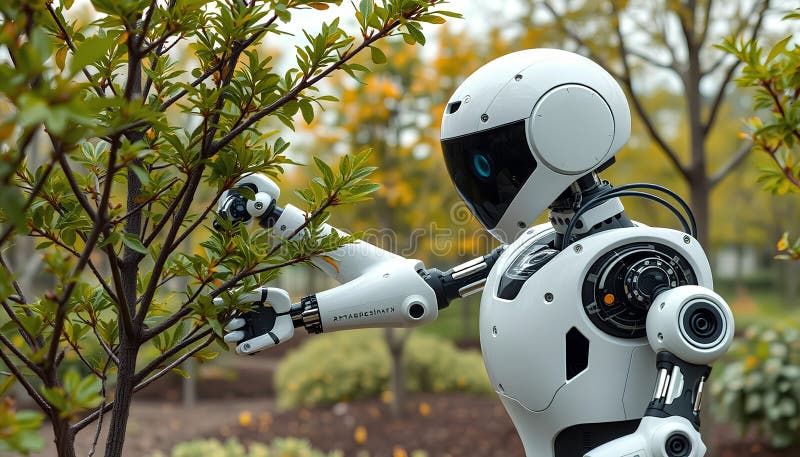 An Advanced AI-powered Robot Using Mechanical Arms To Prune Trees in a High-tech Botanical ...