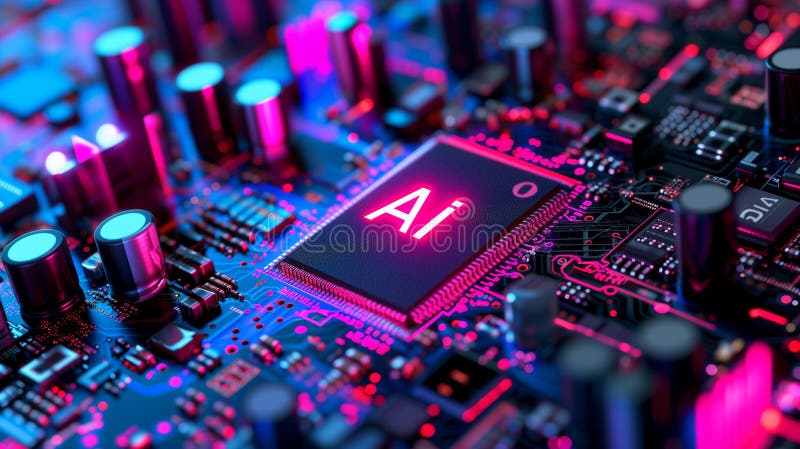 Advanced AI Processor stock illustration. Illustration of intelligent ...
