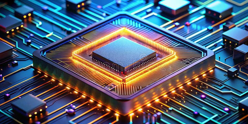 Advanced AI Processor a Detailed 3D Visualization of Neural Network ...