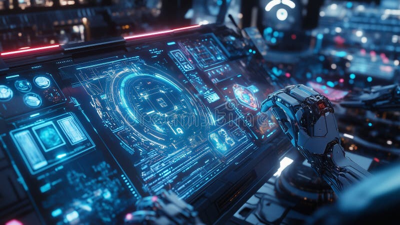 Advanced AI Robot Analyzing Data in Futuristic Control Room Stock ... Advanced AI Robot Analyzing Data in Futuristic Control Room Stock ...