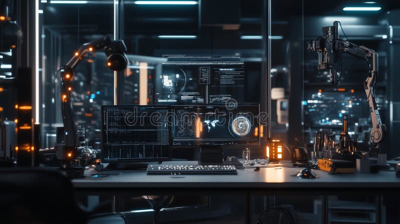 Artificial Intelligence Robot Analyzing Data and Workflow Diagram with Process Arrows and Icons ...