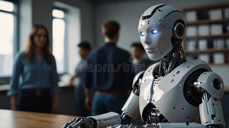 Advanced AI Robot in a Corporate Work Environment Stock Photo - Image ...