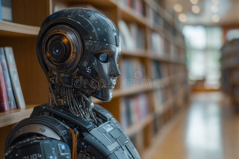 Advanced Ai Robot Navigating a Library, Symbolizing the Integration of ...