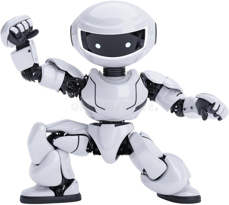 Advanced AI Robot Practicing Martial Arts in Action Pose Stock Image ...