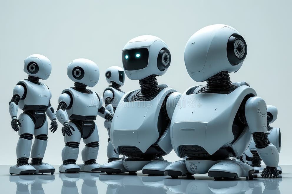 Advanced AI and Robotics Community Stock Illustration - Illustration of ...