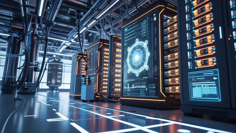 Advanced AI Server Room with Futuristic Technology Futuristic ...