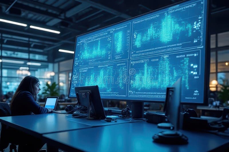 Advanced AI and Voice Recognition in the Workplace Stock Illustration ...