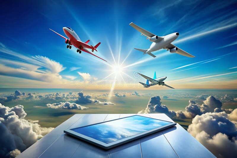 Advanced Air Travel 3D Plane Models Showcase Futuristic Interface and Hovering Technology ...