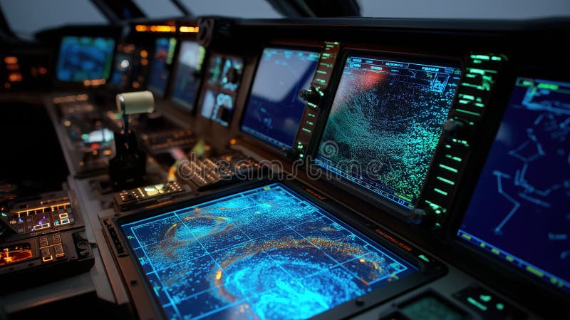 Advanced Aircraft Cockpit Navigation Interface GenerativeAI Stock Photo ...