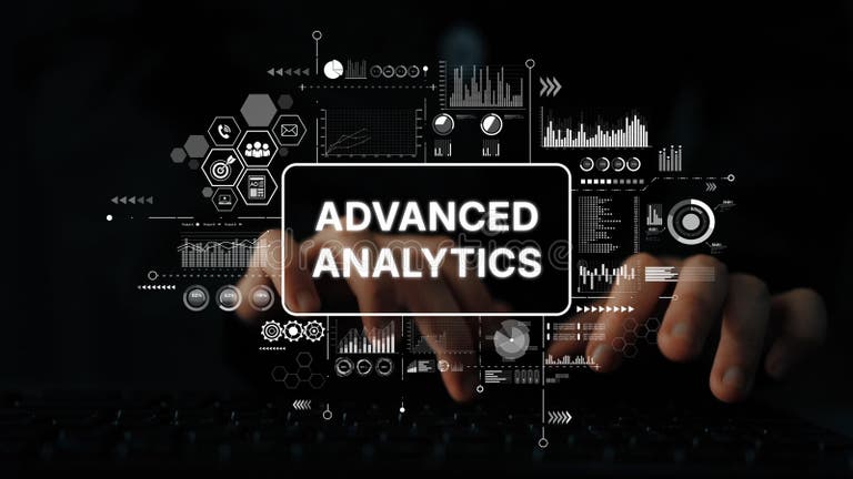 Advanced Analytics Concept with Data Visualizations and Technology Background for Business ...