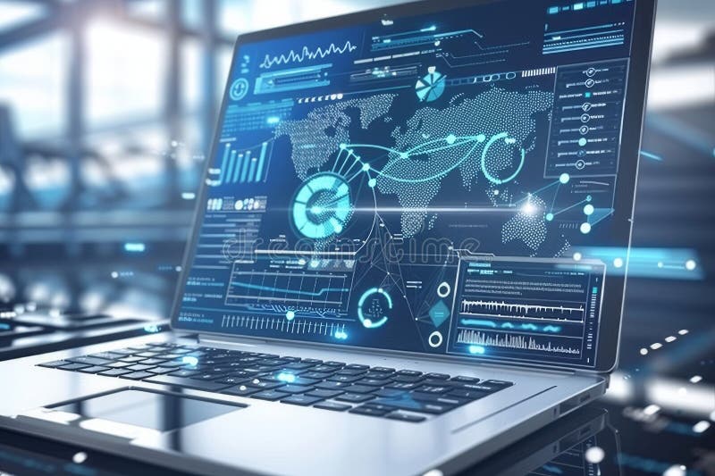 Advanced Analytics Dashboard on Laptop Displaying Genetic Data, Merging ...